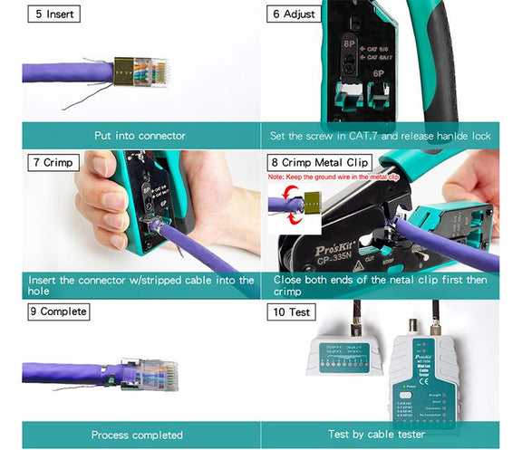 Pro'sKit CAT.5/6/7 RJ-45 Modular Plug crimping Tool – GIGATOOLS ...