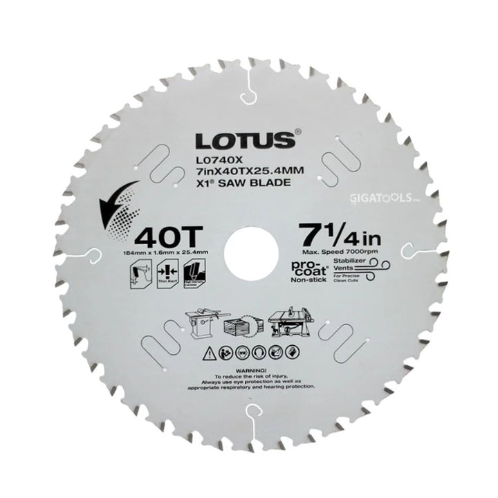 Lotus X1® Saw Blade 7-1/4"X40T L0740X – GIGATOOLS Industrial Center