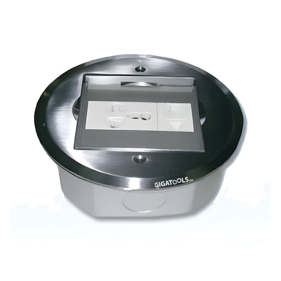 Surer 1025 2-Gang Stainless Steel Round Floor Outlet 10A 250V ...