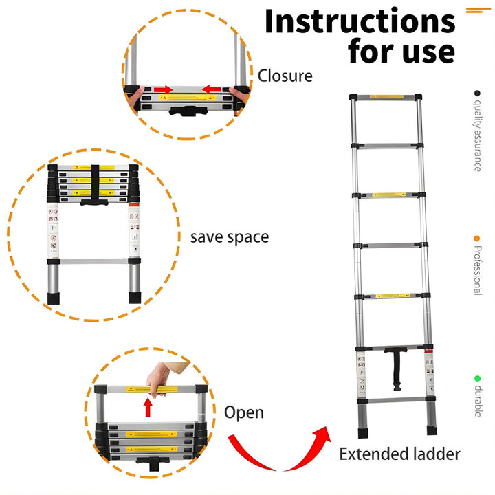 KRUGER Stainless Steel Single Side Telescopic Ladder – GIGATOOLS ...