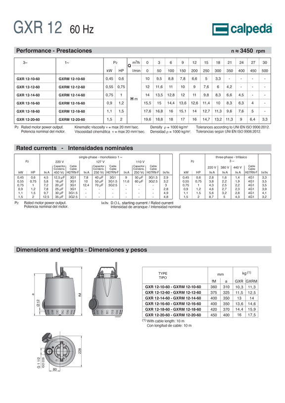 Calpeda Submersible Open Impeller Drainage Pump, Stainless Steel, 1-Ph ...