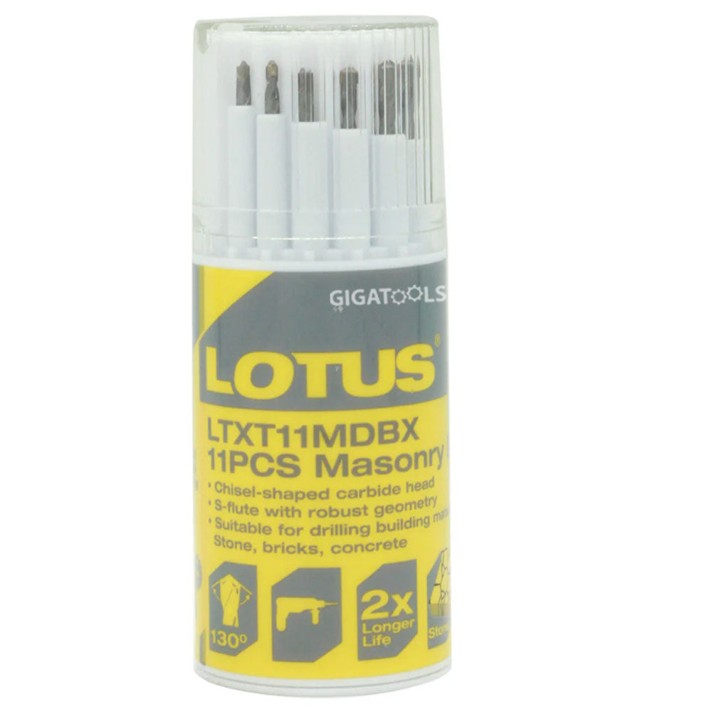 Lotus LTXT11MDBX 11pcs. Masonry Bit Set – GIGATOOLS Industrial Center
