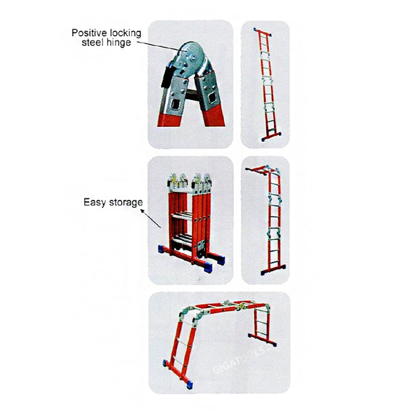 Miller Fiberglass Multi-Purpose Foldable Ladder, 12ft ( Made in USA ...