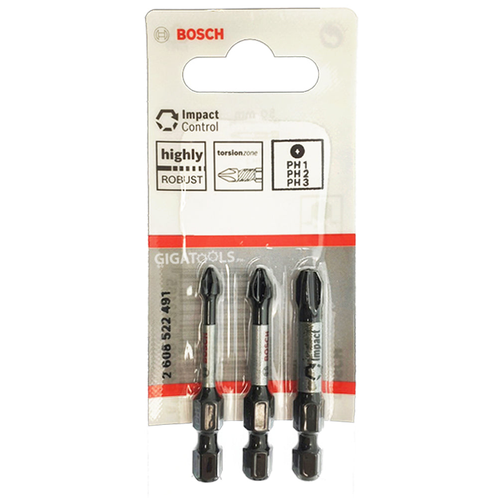 Bosch 3pcs Impact Control Power Screw Bit set ( 50mm ) ( PH 1, PH 2, P ...