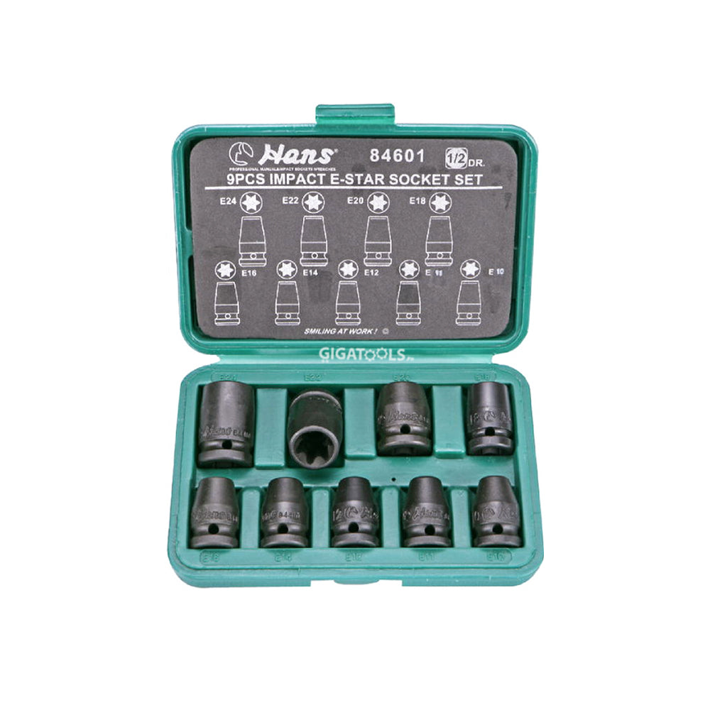 Hans Tools 9pcs. 1/2" Dr. Impact E-Star Socket Set ( 84601 ...