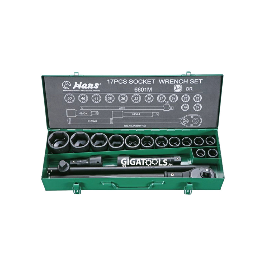 Hans Tools 17pcs 3/4" Drive Impact Socket Wrench Set ( 6601M ...