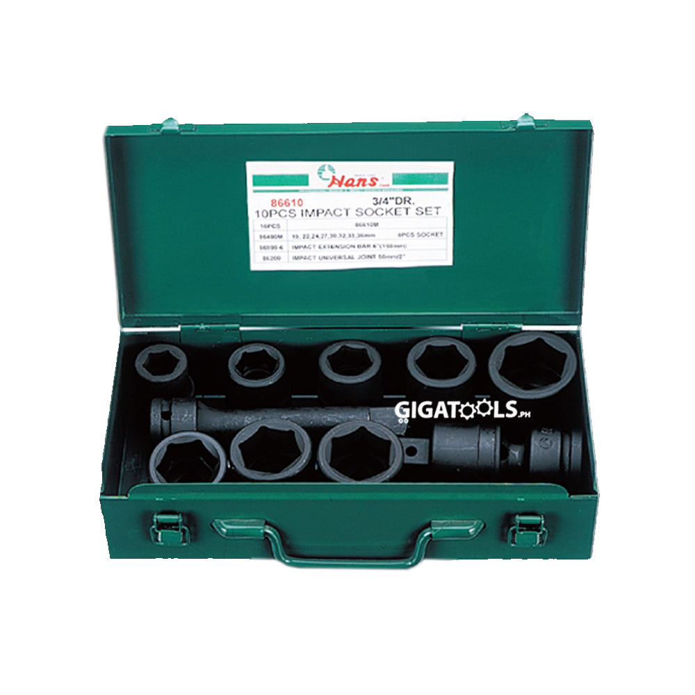 Hans Tools 10pcs 3/4" Drive Impact Socket Set – GIGATOOLS Industrial Center
