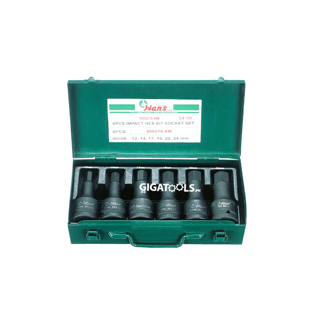 Hans Tools 6pcs 3/4" Impact Hex Bit Socket Set – GIGATOOLS Industrial ...