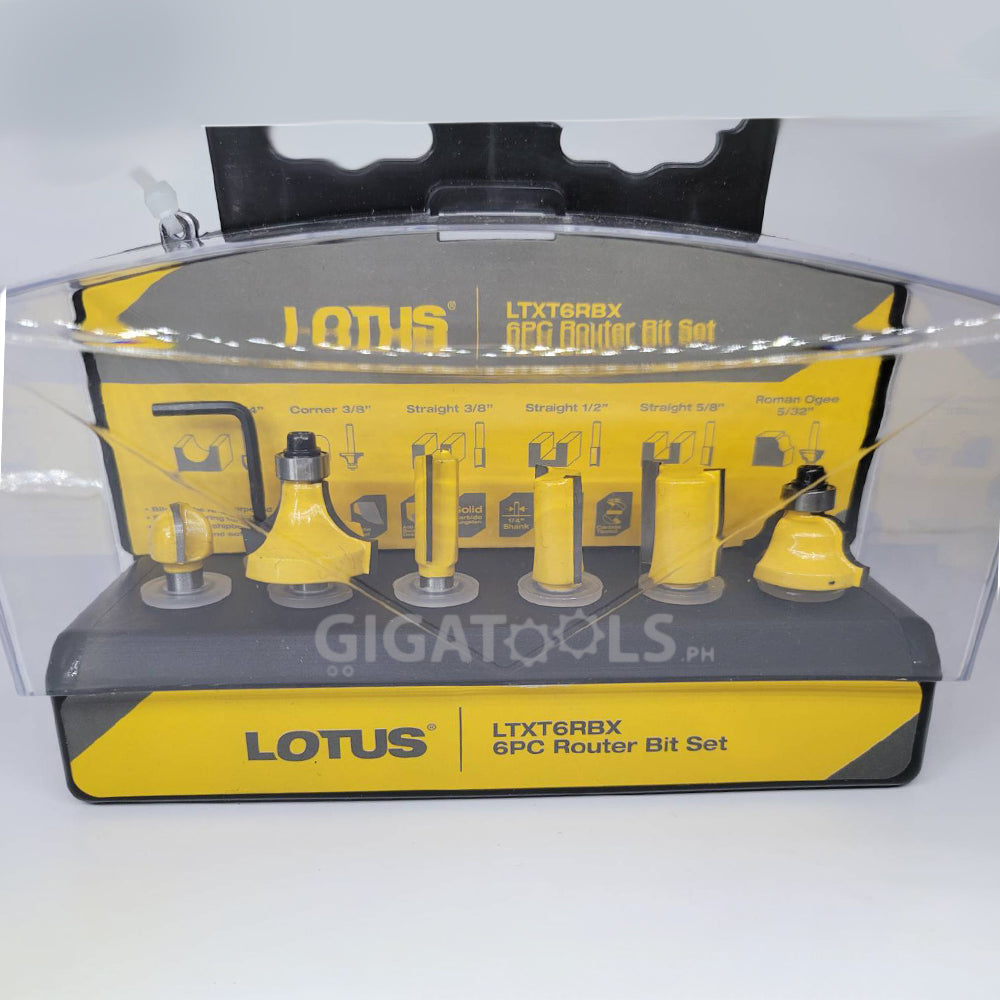 Lotus LTXT6RBX 6pcs. Router Bit Set – GIGATOOLS Industrial Center